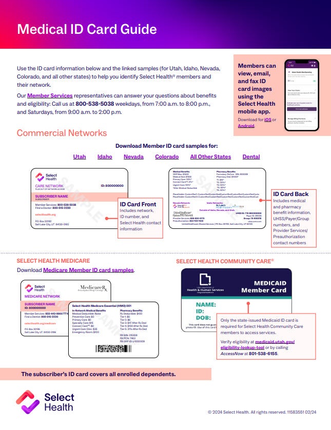 ID Card Guides | Select Health