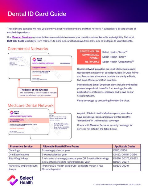 ID Card Guides | Select Health